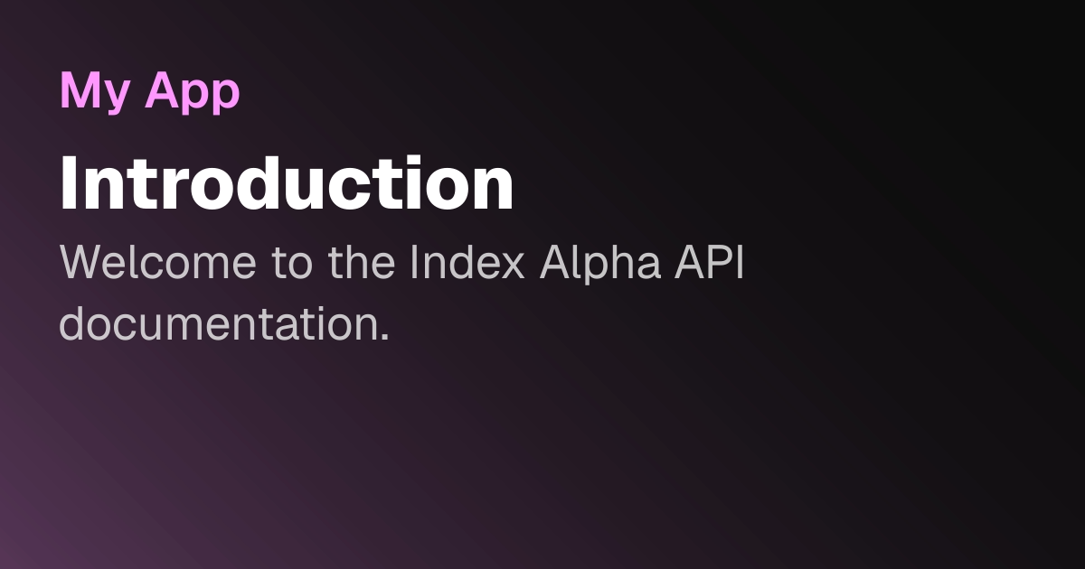 Introduction | Index Alpha API